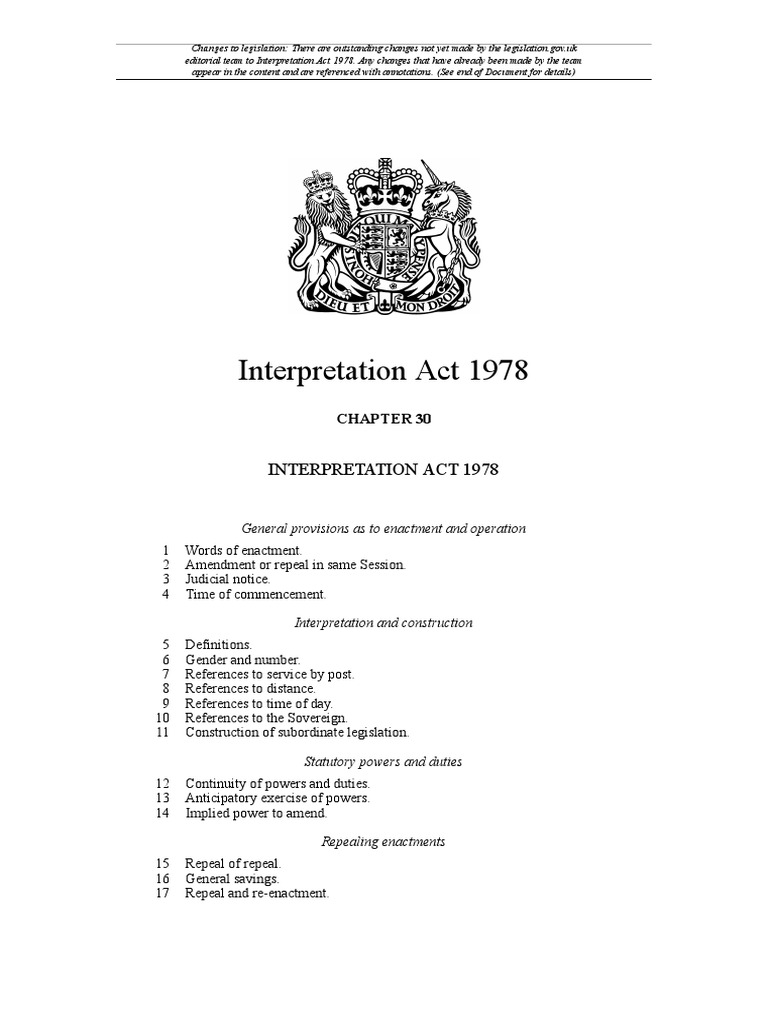 Overview of the Interpretation Act 1978 | PDF