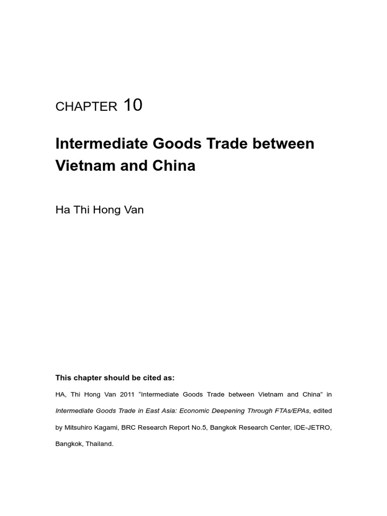 Vietnam-China Intermediate Goods Trade | PDF | Competitiveness ...