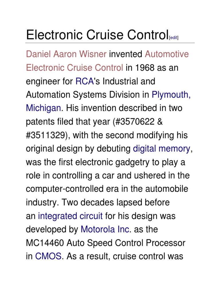 Electronic Cruise Control | PDF | Automotive Industry | Wheeled Vehicles