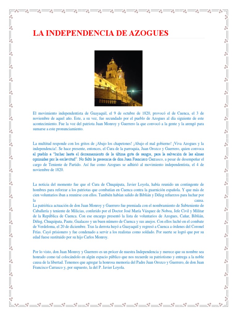 La Independencia de Azogues | PDF | Conflictos | Guerra