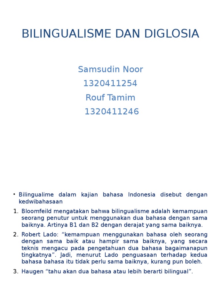 Bilingualisme dan Diglosia dalam Bahasa | PDF
