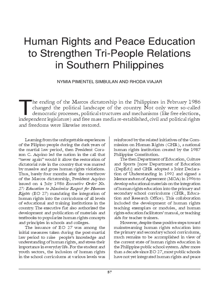 07human Rights and Peace Educ - Philippines PDF | PDF | Teachers | Curriculum