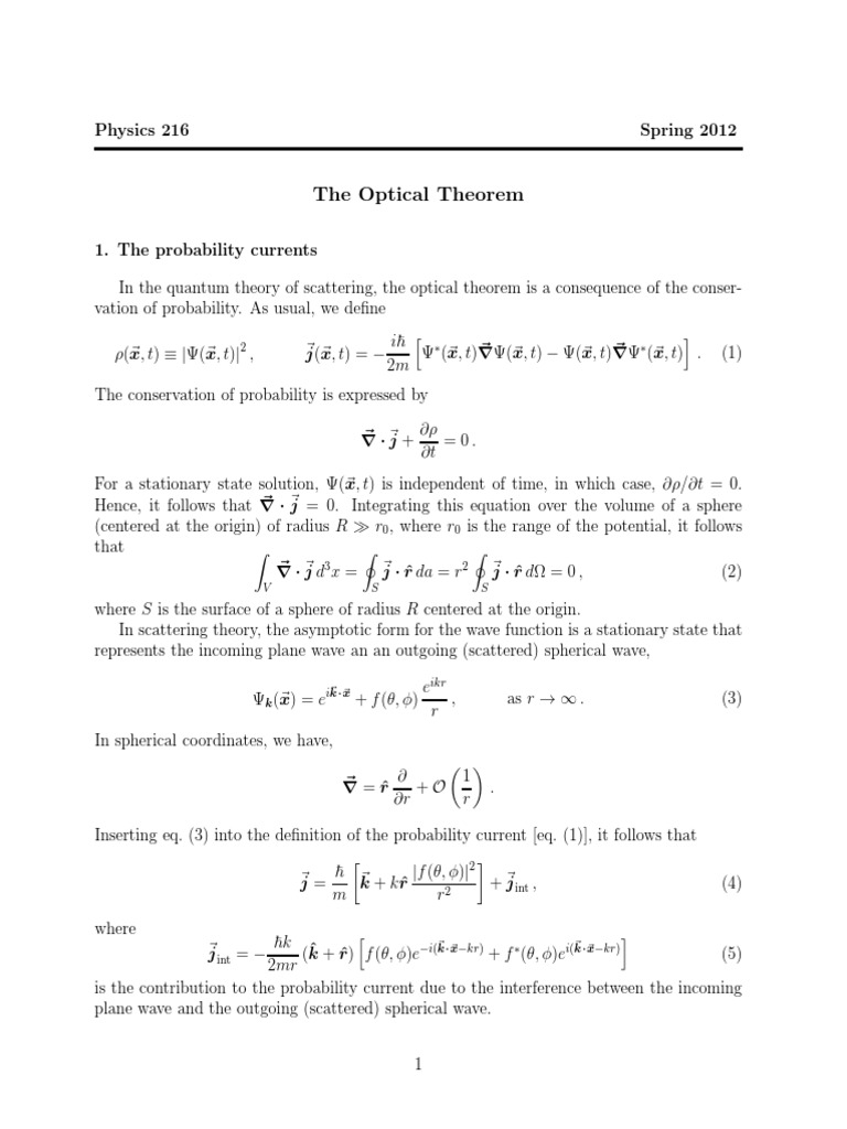 Optical Theorem | PDF | Sphere | Cross Section (Physics)