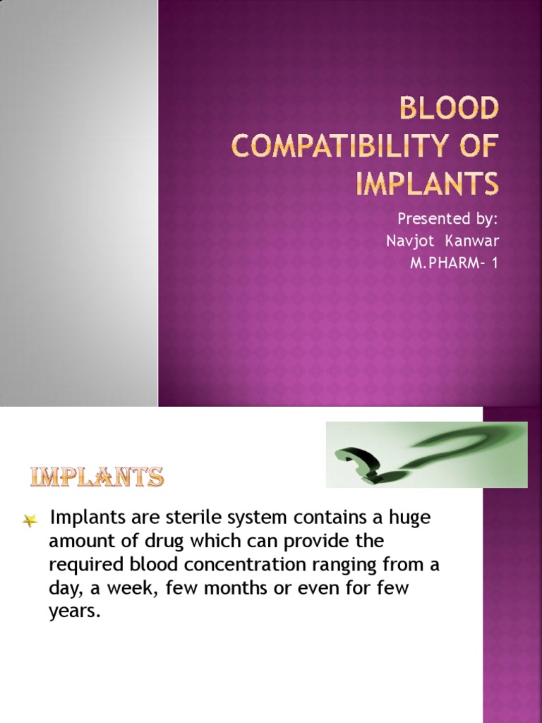 Blood Compatibility of Implants | PDF | Implant (Medicine) | Biomaterial