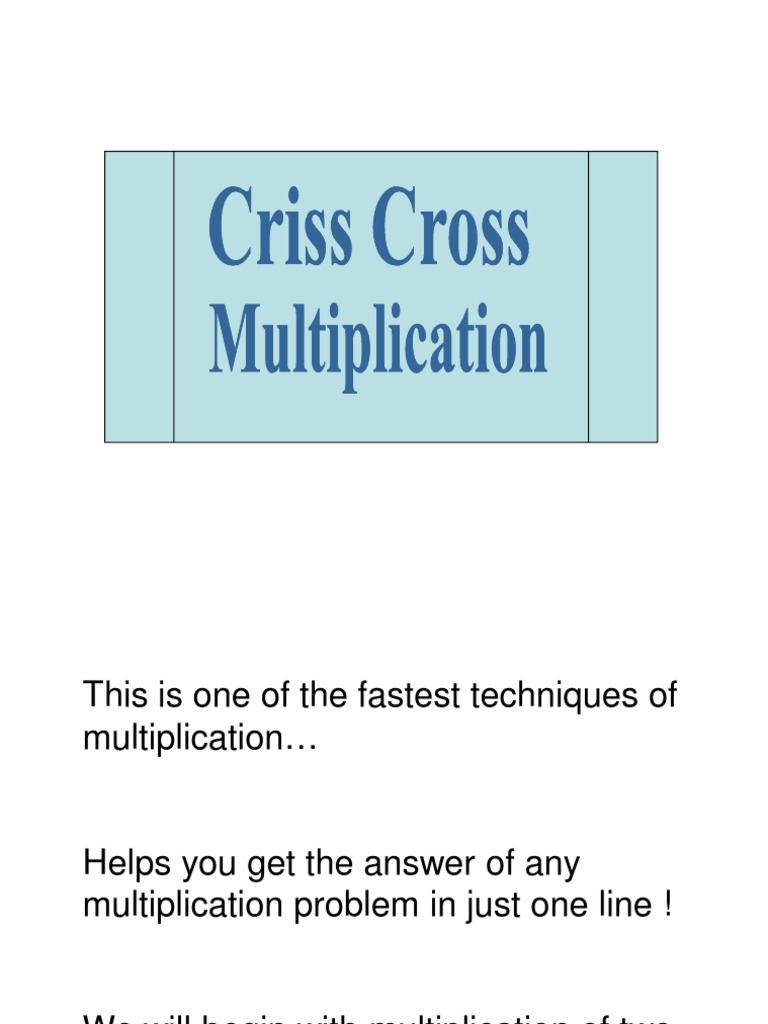 Criss-Cross Multiplication PDF | Download Free PDF | Multiplication | Numbers