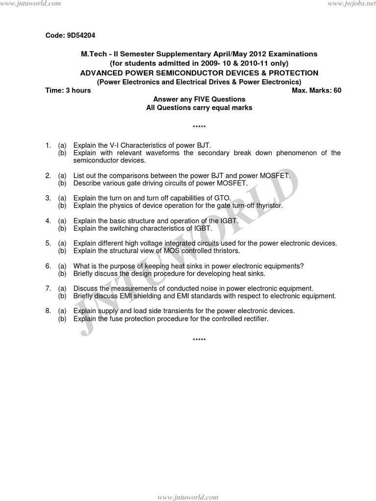 9D54204 Advanced Power Semiconductor Devices & Protection | PDF ...
