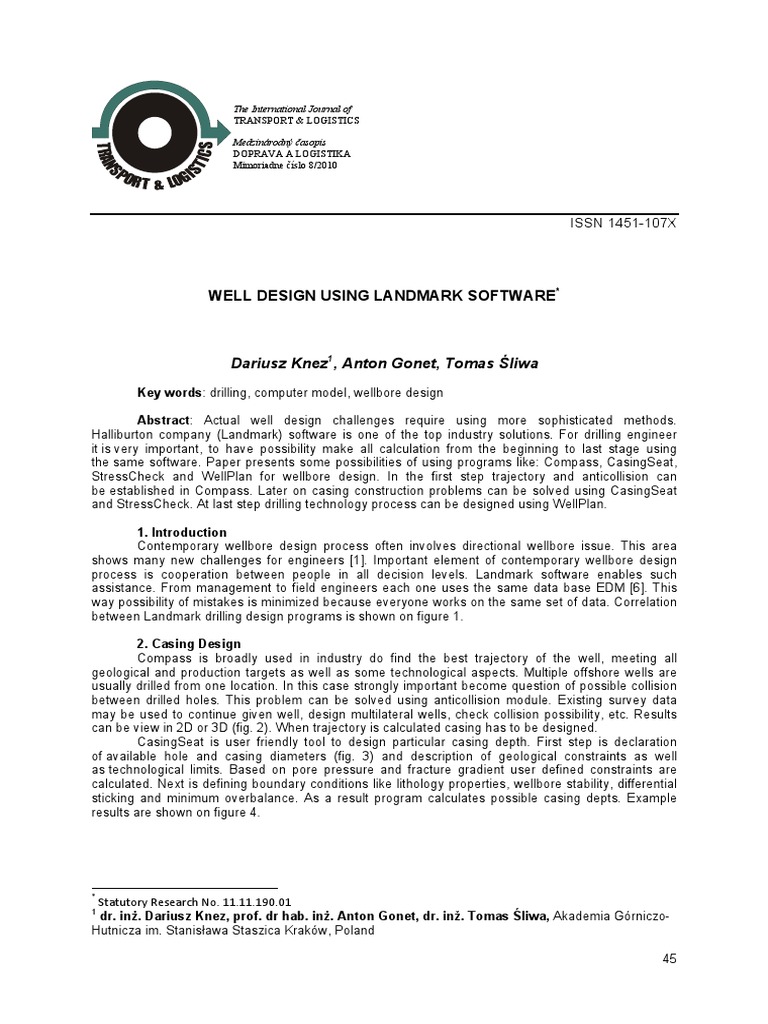 Landmark Small Tutorial PDF | PDF | Casing (Borehole) | Drilling