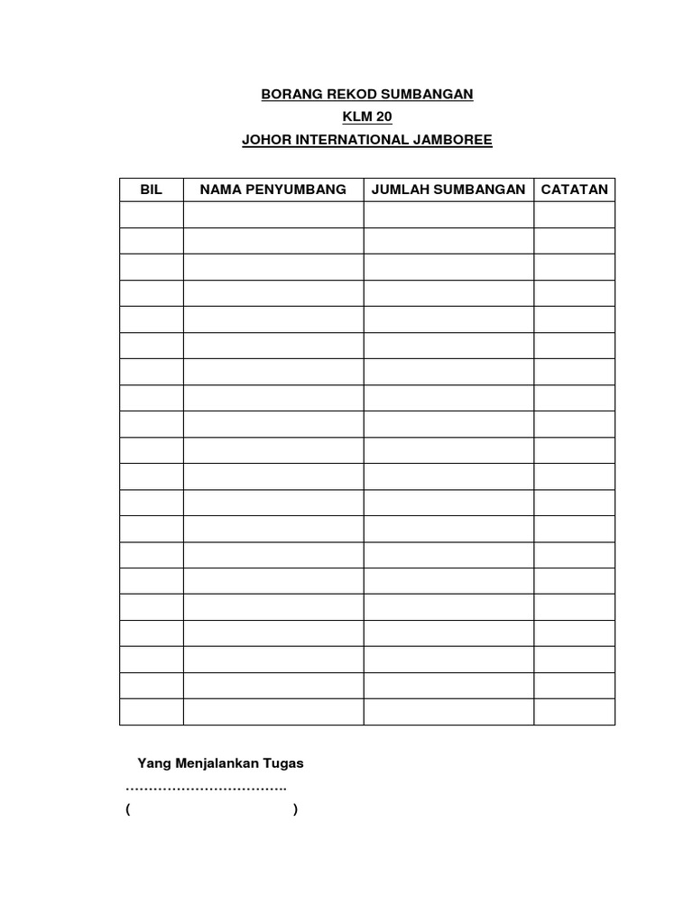 Borang Rekod Sumbangan | PDF
