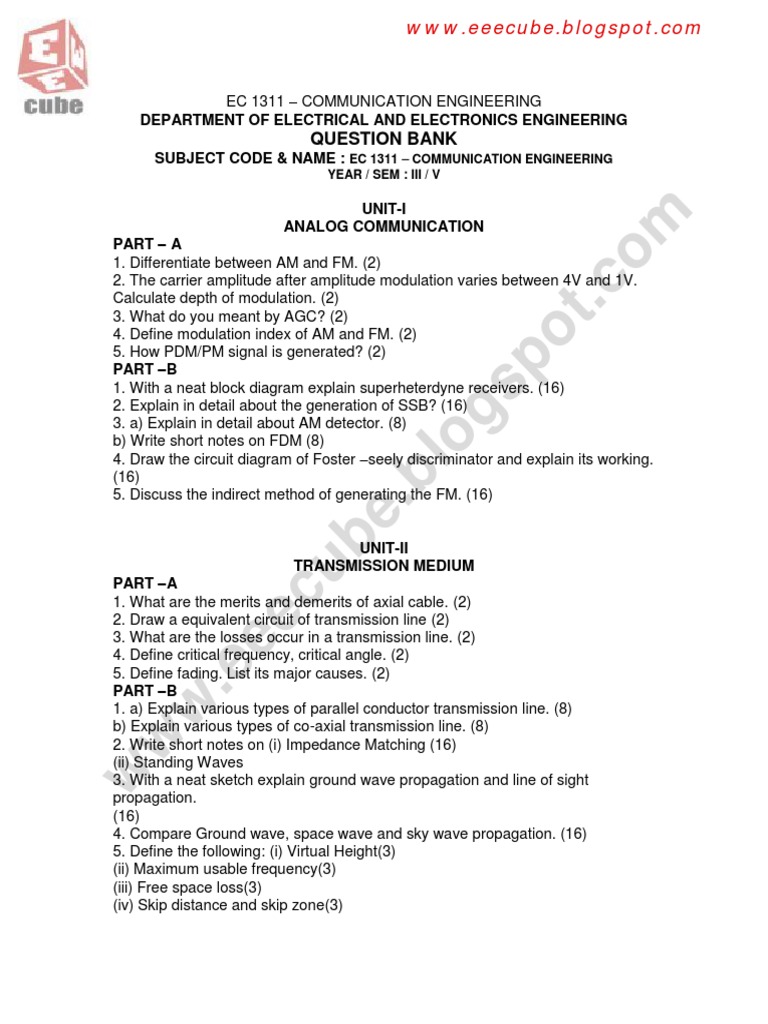 Question Bank: Department of Electrical and Electronics Engineering ...