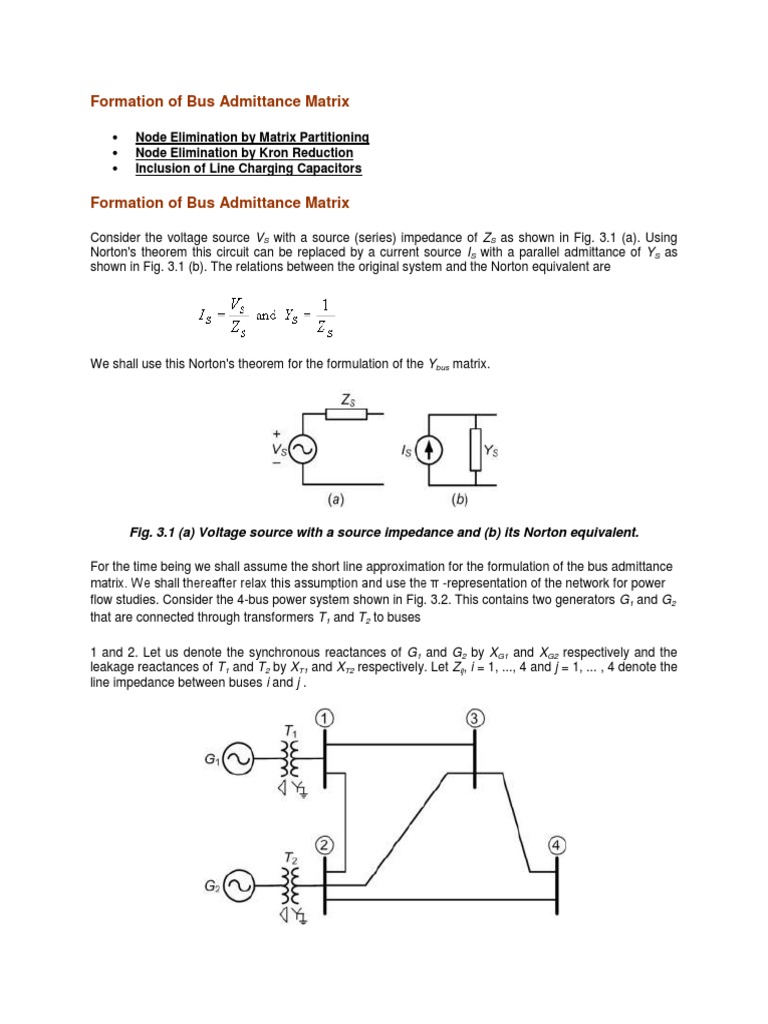 Formation of y Bus Matrix | Download Free PDF | Matrix (Mathematics) | Electrical Engineering