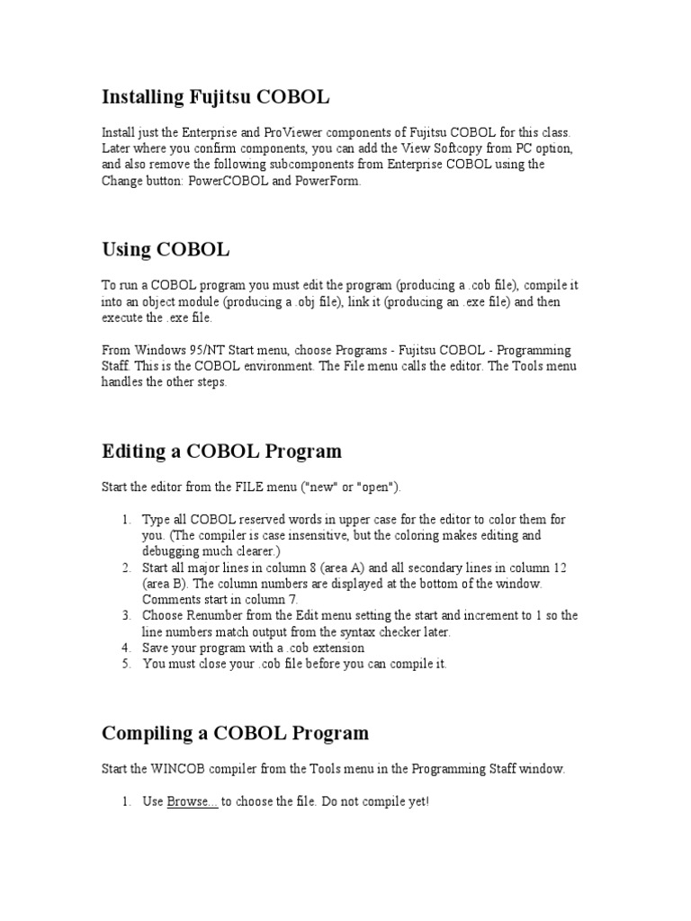 A Comprehensive Guide To Installing Editing Compiling Linking Debugging And Executing Cobol 7902