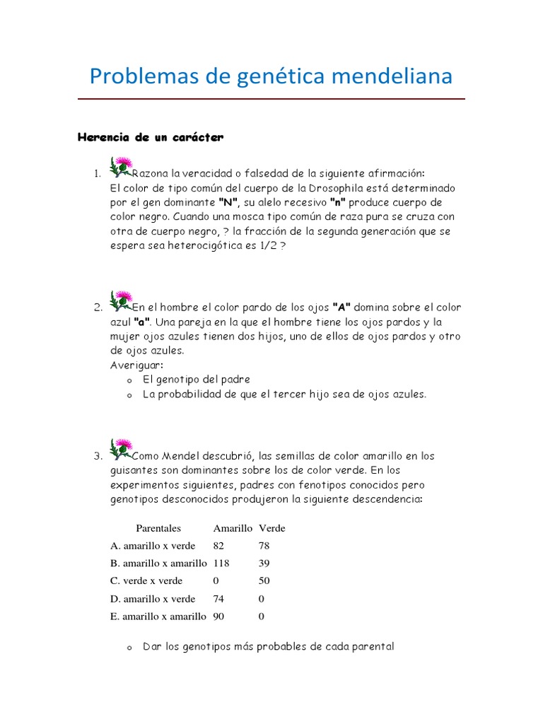 Problemas de Genética Mendeliana | PDF | Dominancia (Genética) | Alelo
