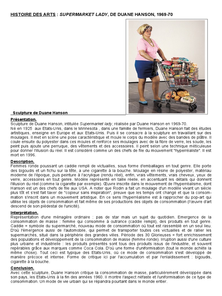 HDA Supermarket Lady Duane Hanson 1969 | PDF | Arts (Général)