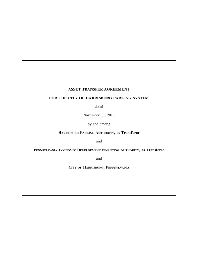 Asset Transfer Agreement - Harrisburg Parking Authority 112013 PDF ...