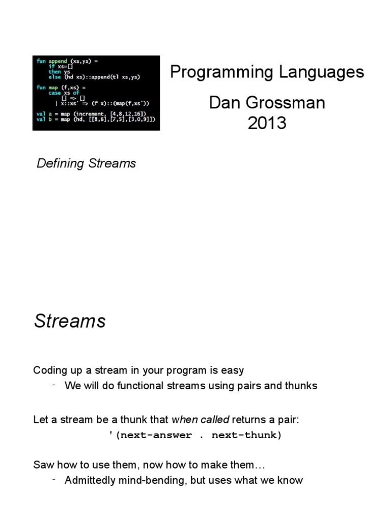 Lecture Slides-Section5-99 Defining Streams | PDF