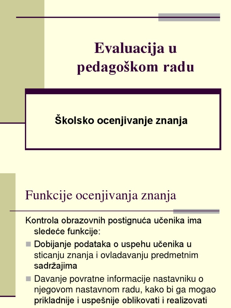 8 Ocenjivanje Znanja | PDF