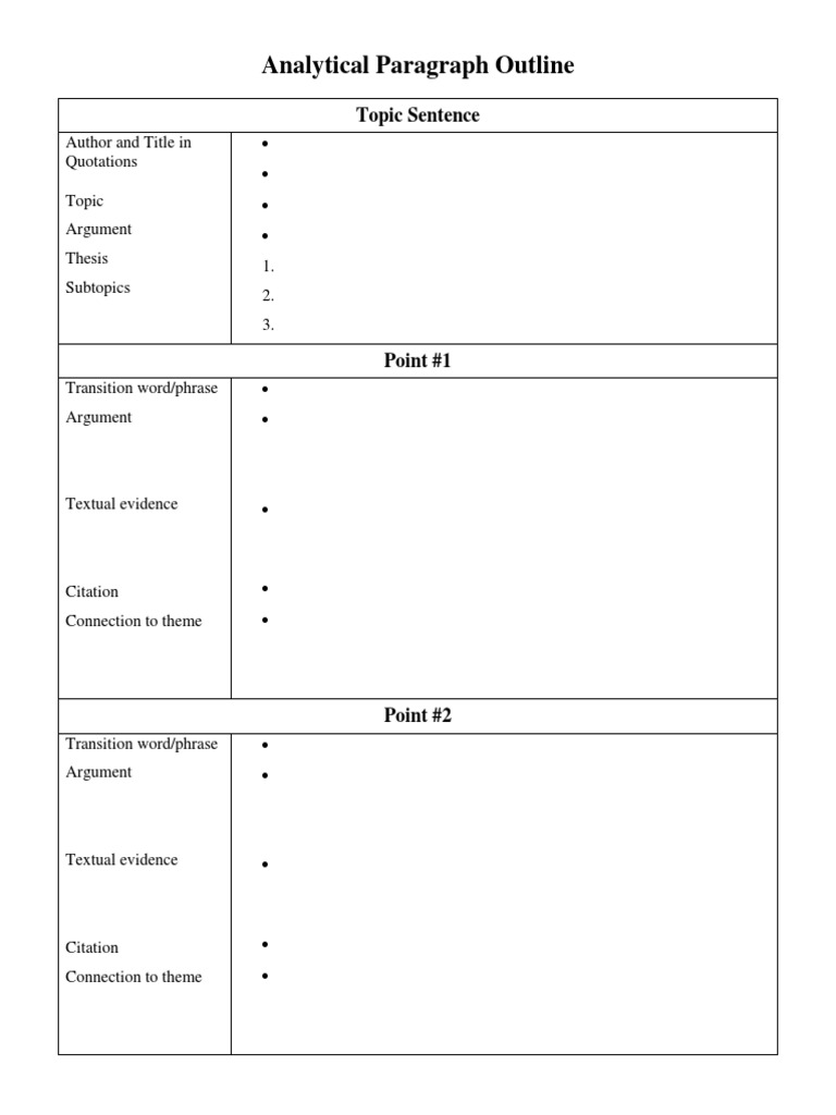 Analytical Paragraph Outline | PDF | Linguistics | Grammar