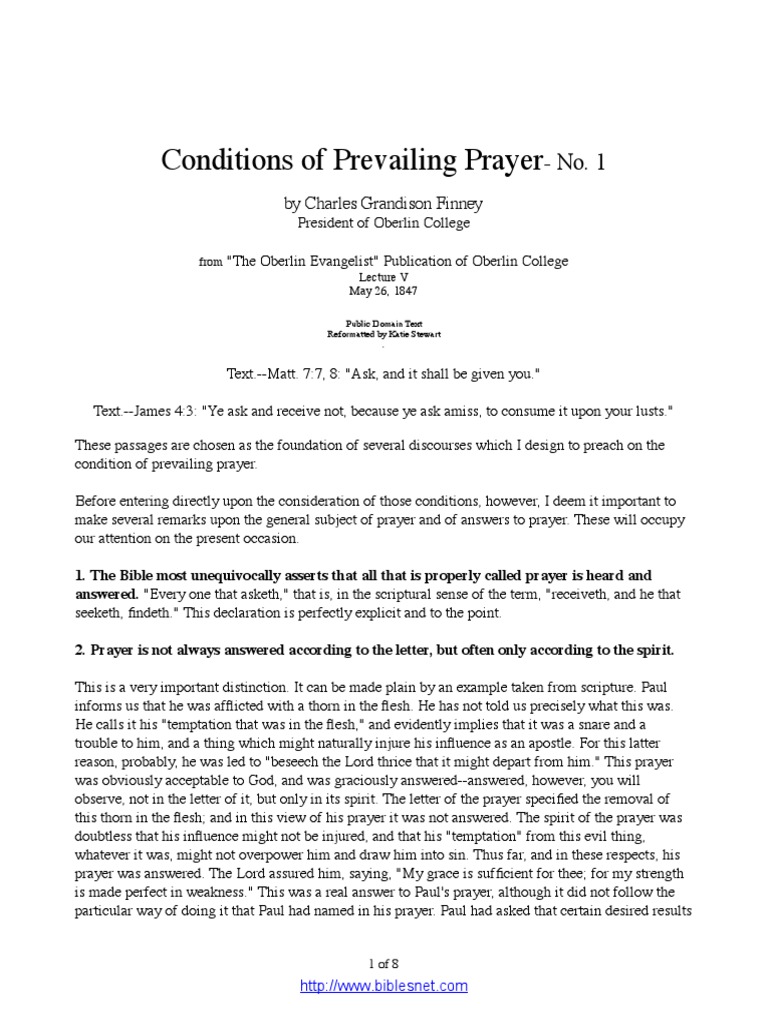 Conditions Of Prevailing Prayer.pdf | Prayer | God