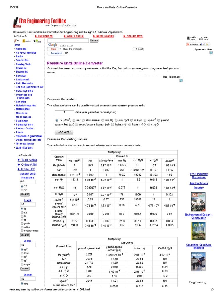Pressure Units.pdf | Pascal (Unit) | Pressure