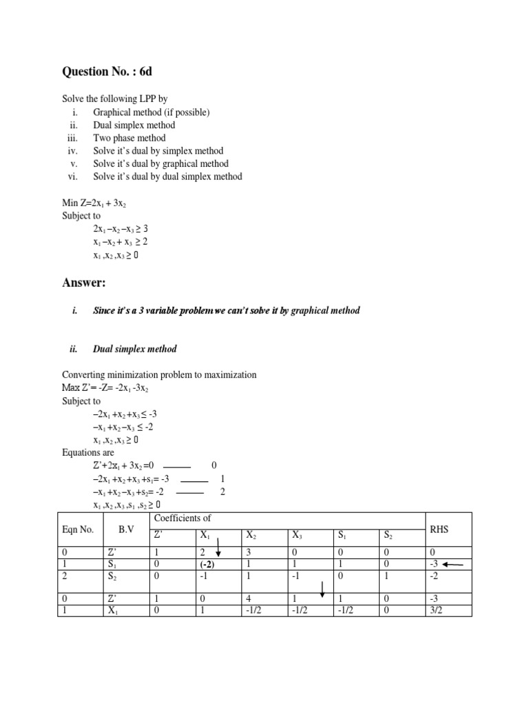 Simplex Method Problems Pdf Mathematical Logic Areas Of Computer Science 3246