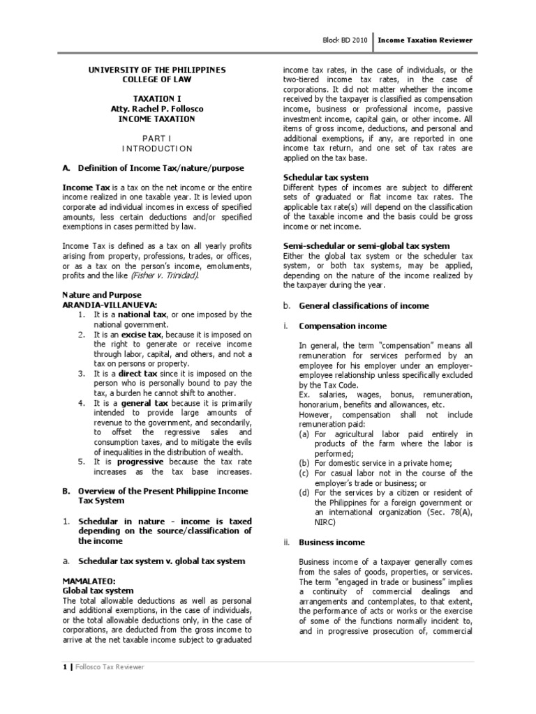 An Overview of the Philippine Income Tax System: Classifications of ...