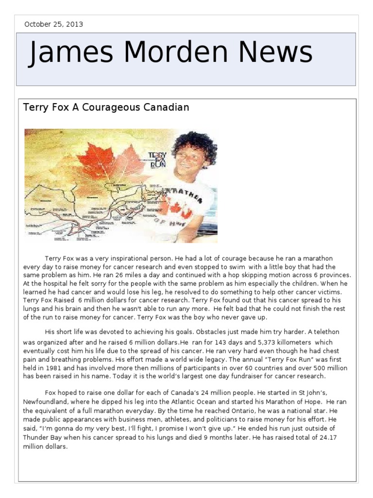 Terry Fox: Cancer Research Hero | PDF | Social Science | Wellness