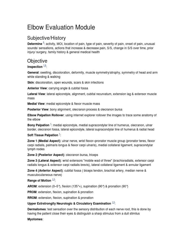 Elbow Evaluation Module | PDF | Elbow | Anatomical Terms Of Motion