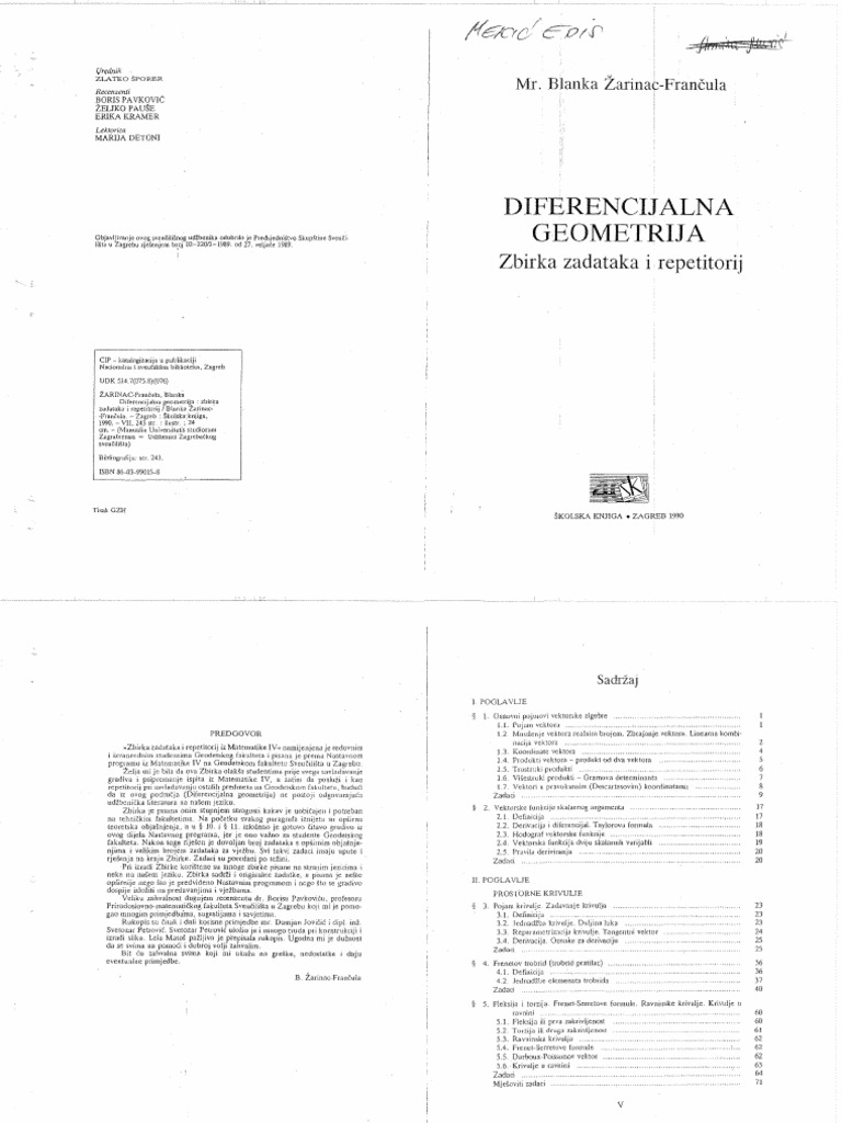 Diferencijalna Geometrija-Zbirka | PDF