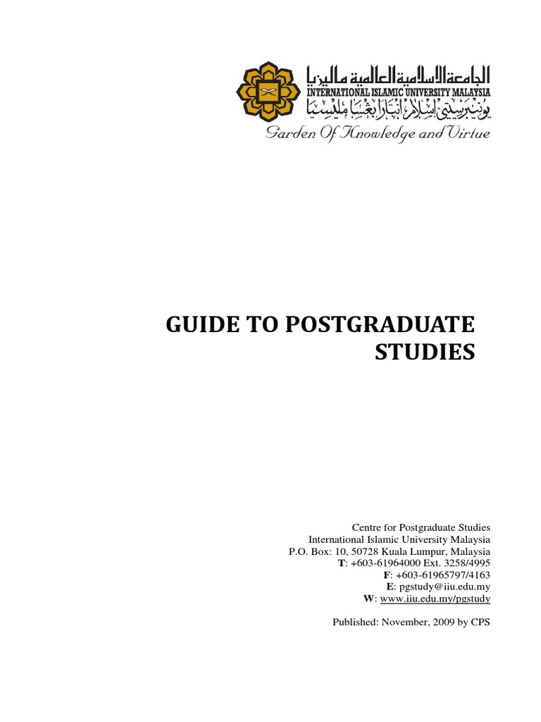 Guide To Postgraduate Studies | PDF | Thesis | Postgraduate Education