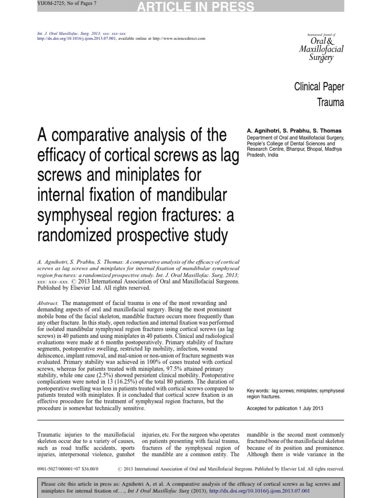 Tecnica de Champy | PDF | Wound | Dental Implant