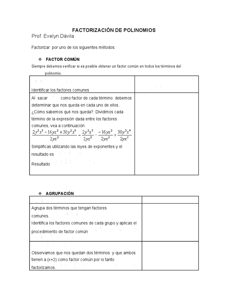 Factorización de Polinomios | PDF | Factorización | Álgebra abstracta