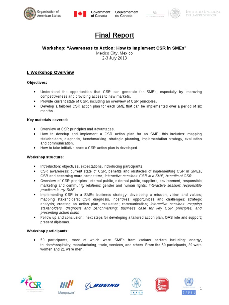 CSR for Mexican SMEs Workshop | PDF | Business | Cognition