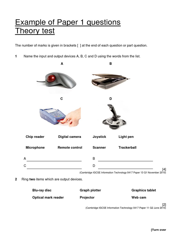 Paper 1 Questions PDF | PDF | Information Technology | Input/Output