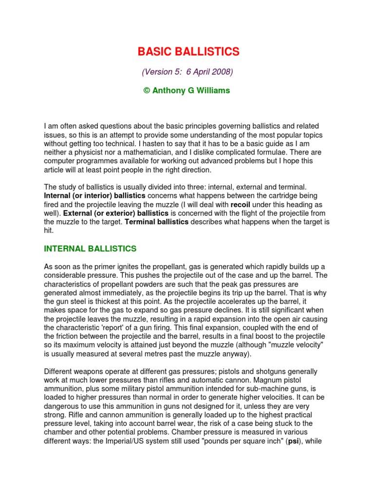 Basic Ballistics | PDF | Shell (Projectile) | Caliber
