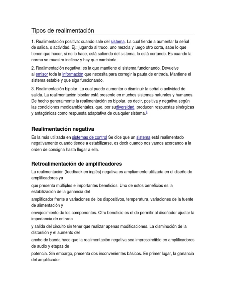 Tipos de realimentación | Retroalimentación | Ingeniería Eléctrica
