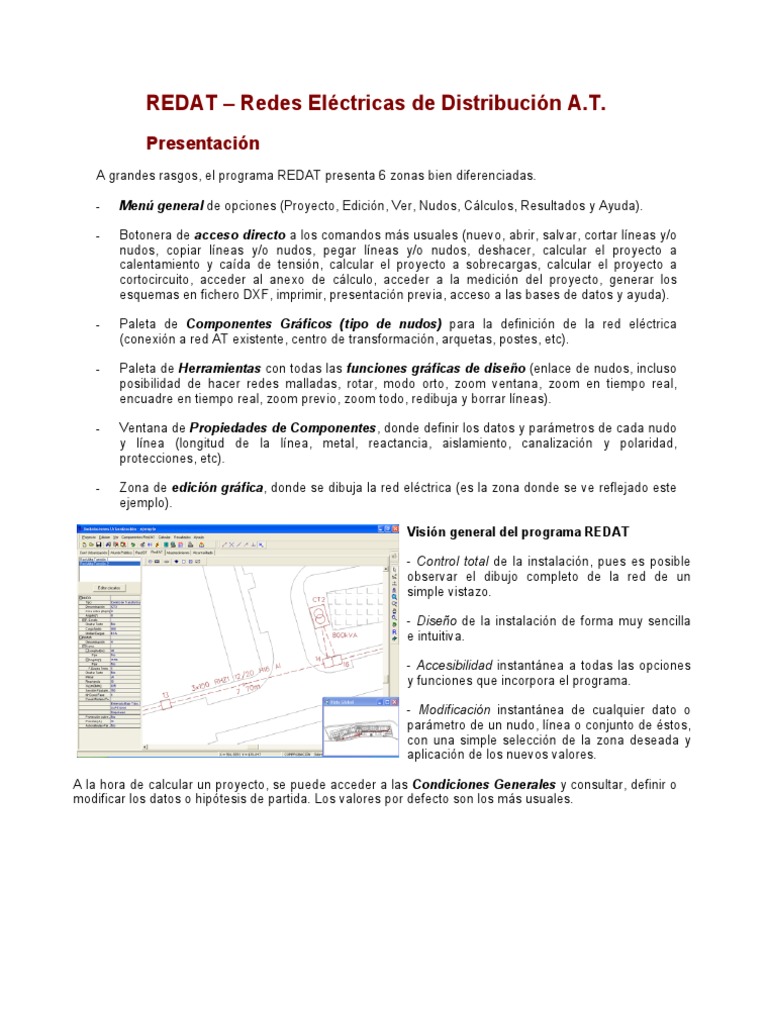 Programa REDAT para Redes Eléctricas | PDF | Red eléctrica | Programa de computadora