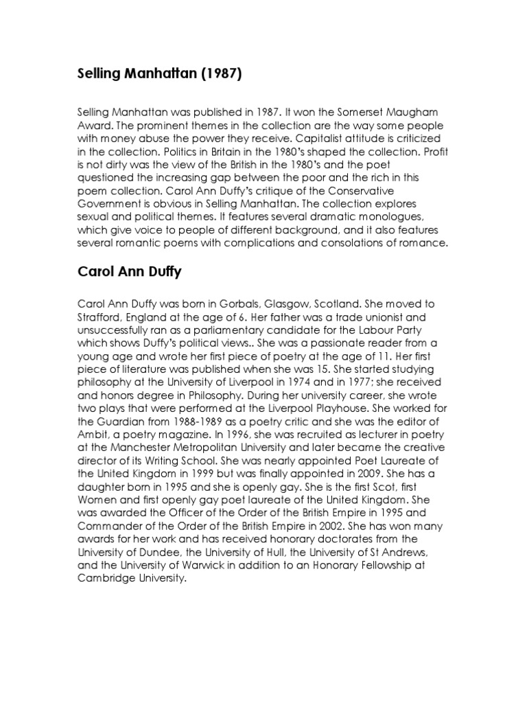 Carol Ann Duffy.docx | Poetry