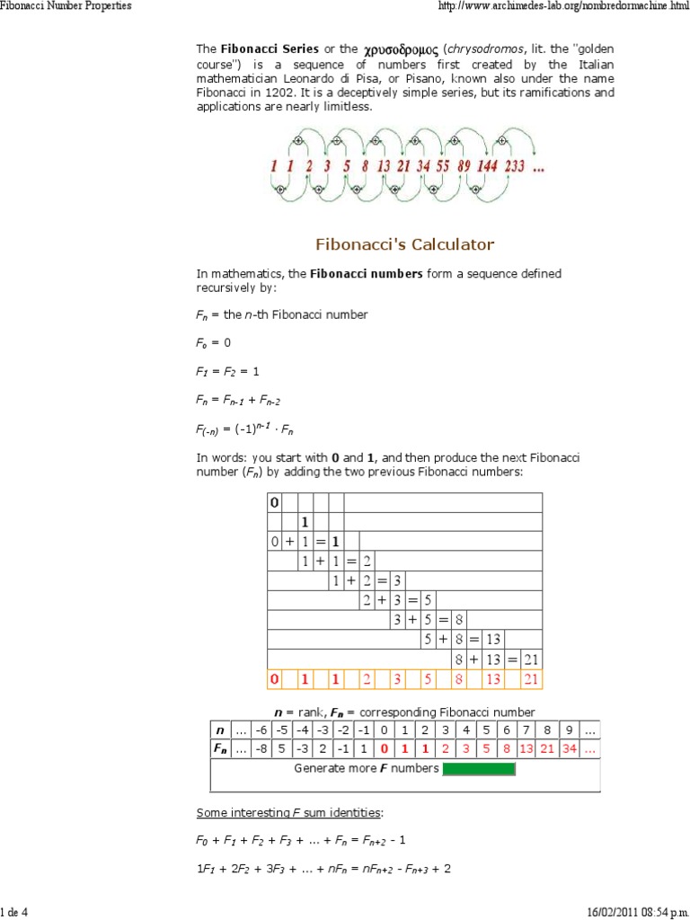 Fibonacci Number Properties Pdf Discrete Mathematics Mathematical Objects