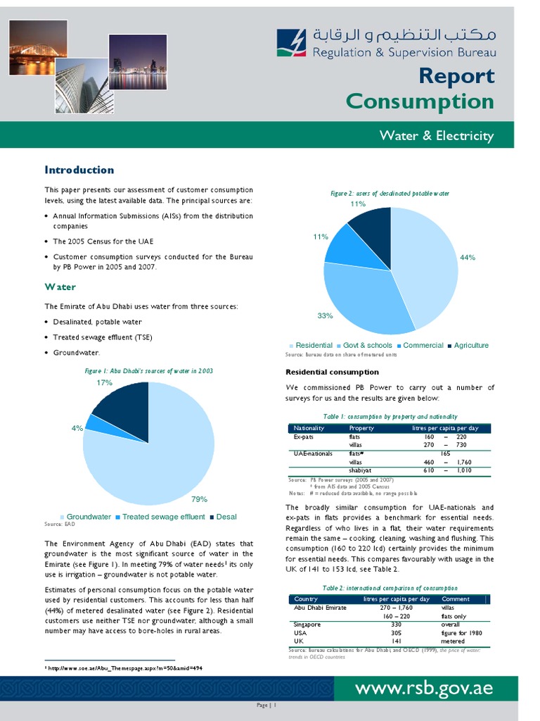 Abu Dhabi Water and Electricity Consumption Report | PDF | Kilowatt ...