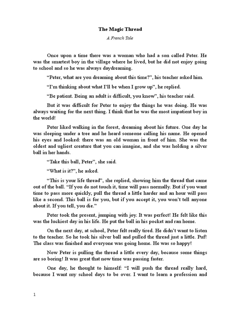 French Tale - The Magic Thread | PDF