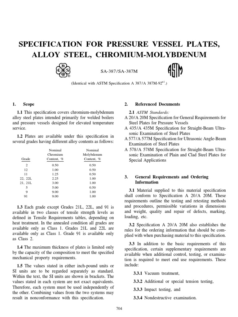 Astm A387 A387m 1992 | PDF | Structural Steel | Heat Treating