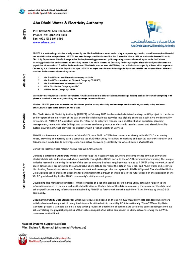 About ADWEA | PDF | United Arab Emirates | Geographic Information System
