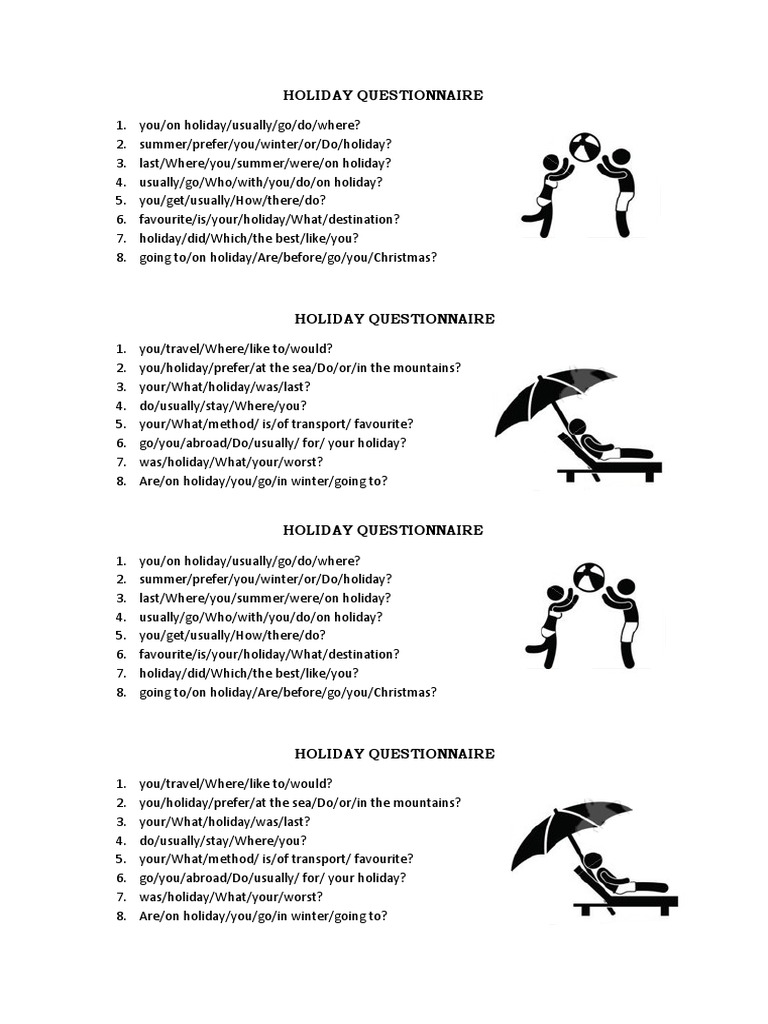 Holiday QUESTIONNAIRE | PDF