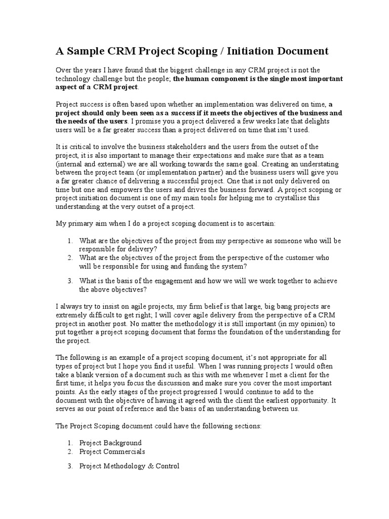 A Sample CRM Project Scoping - MS Dynamics | PDF | Customer ...