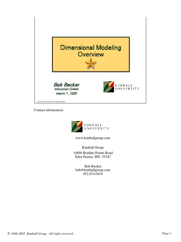 Kimball DimensionalModeling | PDF | Data Warehouse | Information Technology