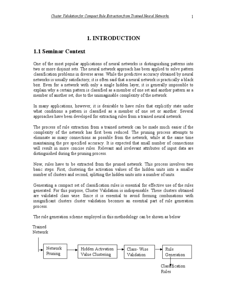 1.1 Seminar Context: Cluster Validation For Compact Rule Extraction ...