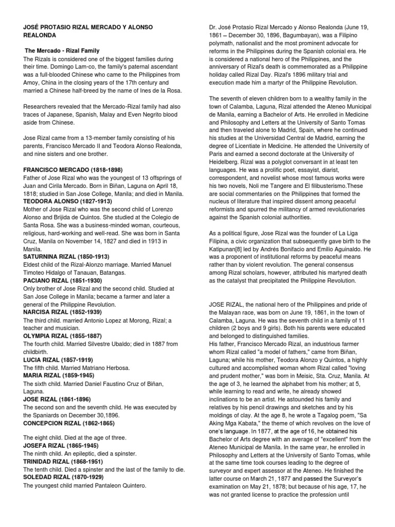 Dr. Jose Rizal | Philippines | Languages