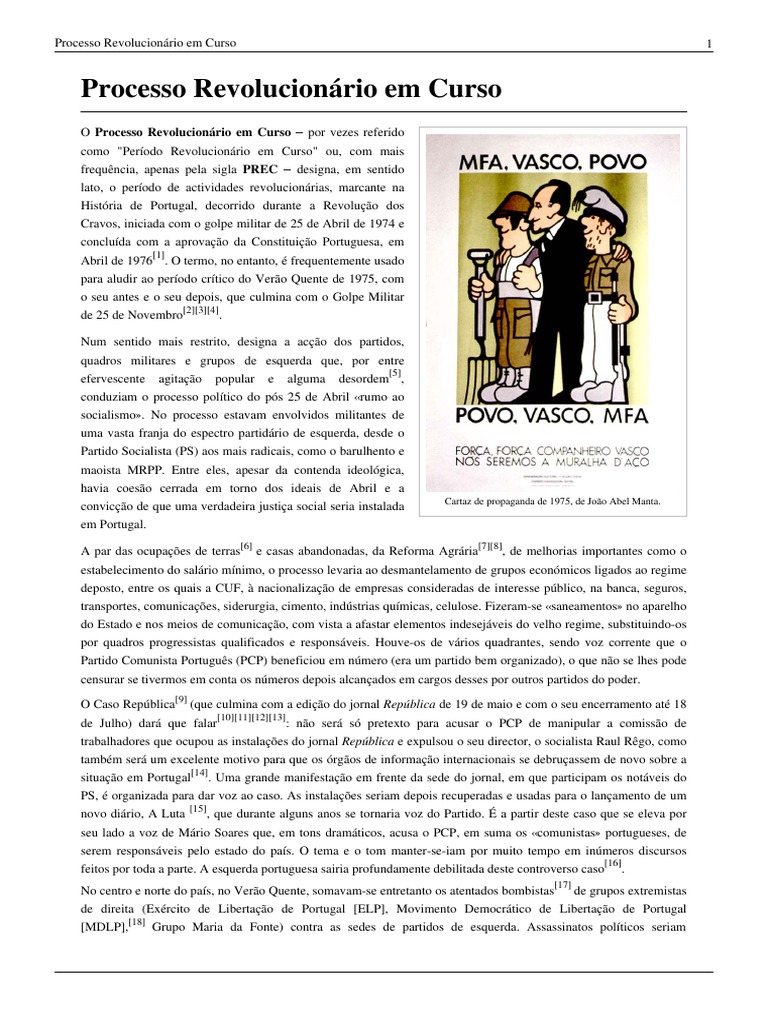 Processo Revolucionário em Curso | PDF | Portugal | Política (geral)
