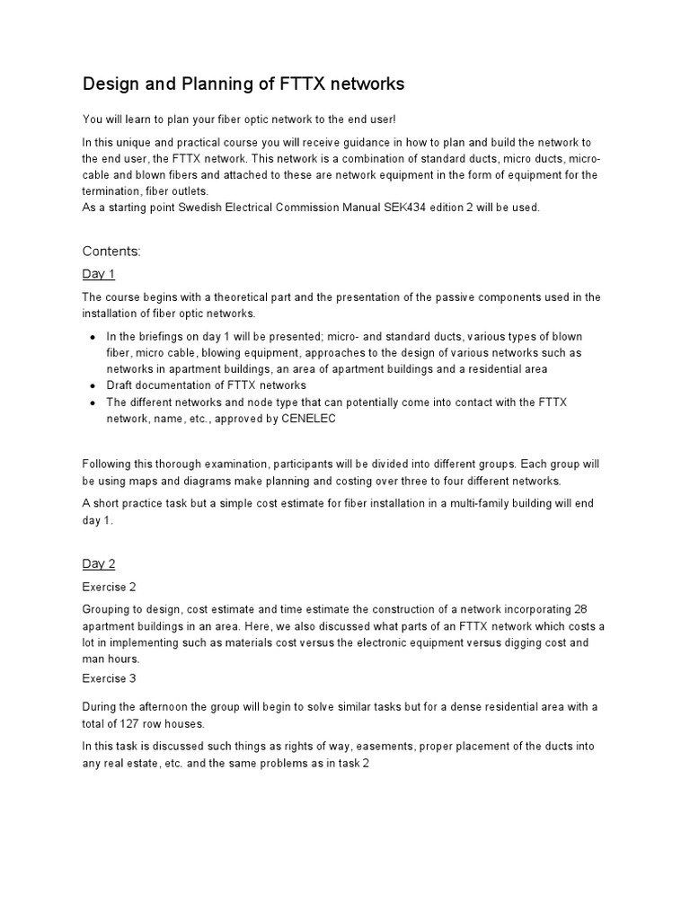 FTTX Network Design and Planning Course | PDF | Fiber To The X | Computing