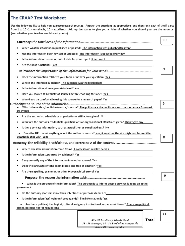 CRAAP Test Worksheet for Source Evaluation | PDF | Bias | Truth